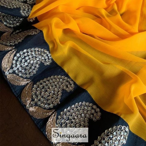 Sarees | Designer Mango Yellow Saree | Poshmark